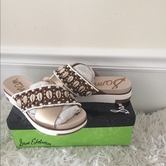 Sam Edelman | Shoes | Sam Edelman Austen Gold Shellspearls Embellished ...